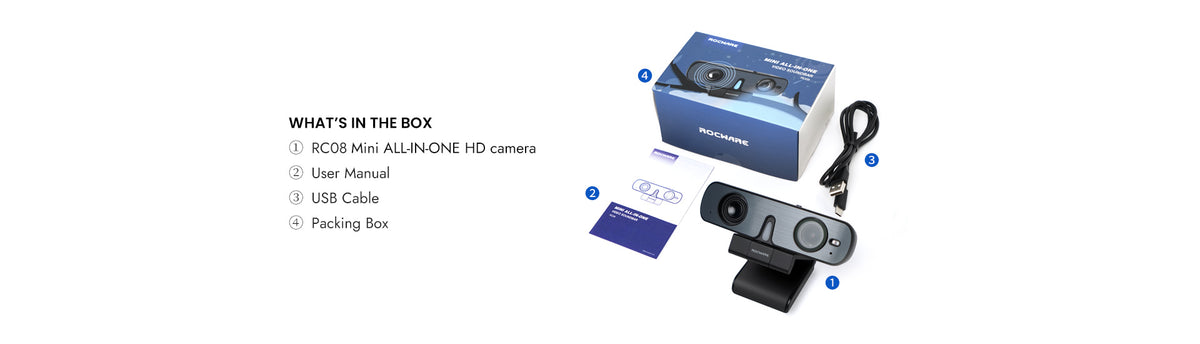 ROCWARE RC08 All-in-one Video Conferencing Full HD 1080p Webcam with S