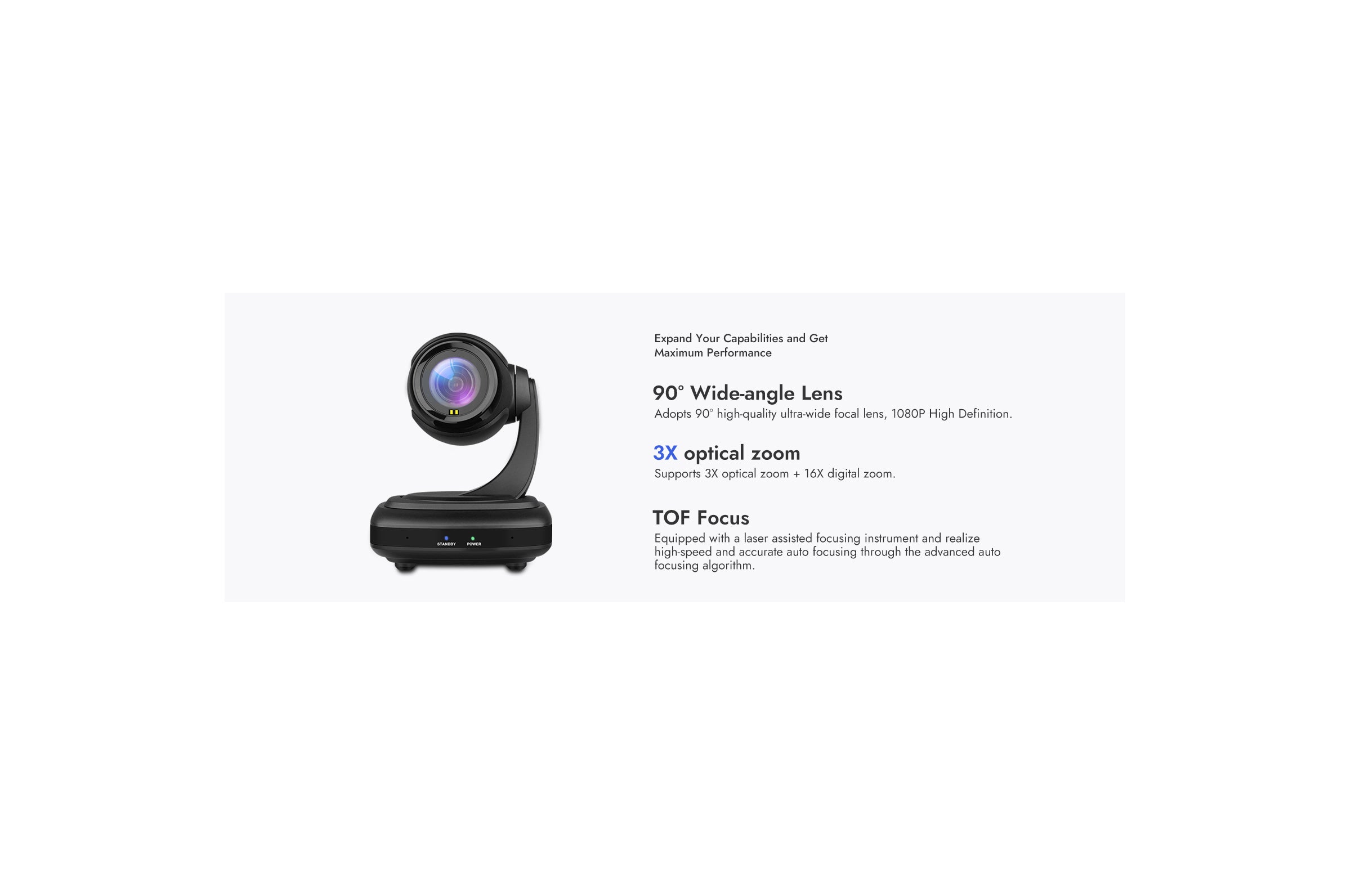 Rocware RC310 Mini Video PTZ Camera for online conference with 3x Opti