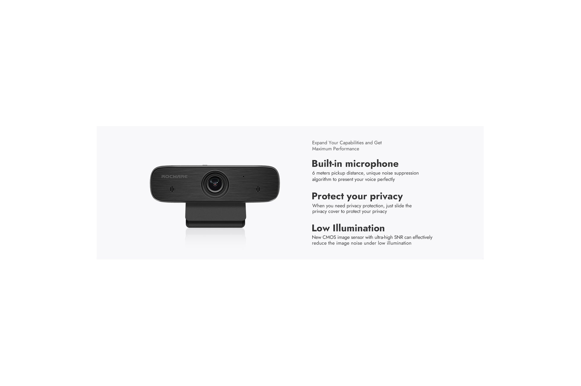 Rocware RC19 USB Camera with built-in privacy shelter and two streamin – ROCWARE